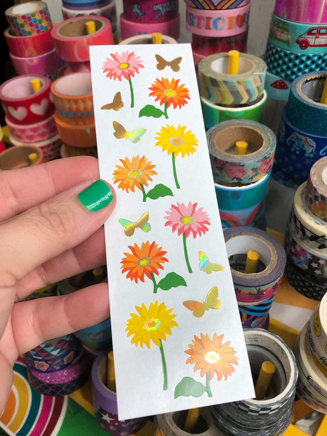 Limited Daisy Flower Butterfly Stickers Holo Gold - Etsy