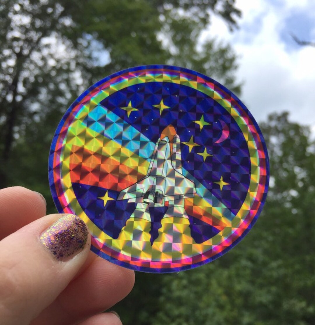 Prismatic Rainbow Space Shuttle Rocket Sticker Sparkle Retro - Etsy
