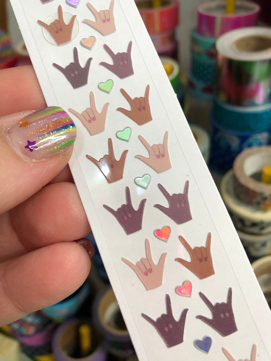 Mini I Love You Sign Language Hand Signal Stickers Strip - Etsy