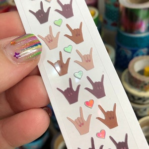 Mini I Love You Sign Language Hand Signal Stickers Strip - Etsy