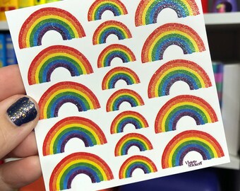 Retro Groovy Rainbow Stickers Sheet | Etsy