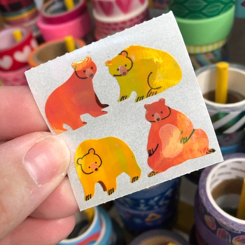Vintage Pearl Iridescent Grizzly Bear Stickers Great 7 Seven - Etsy