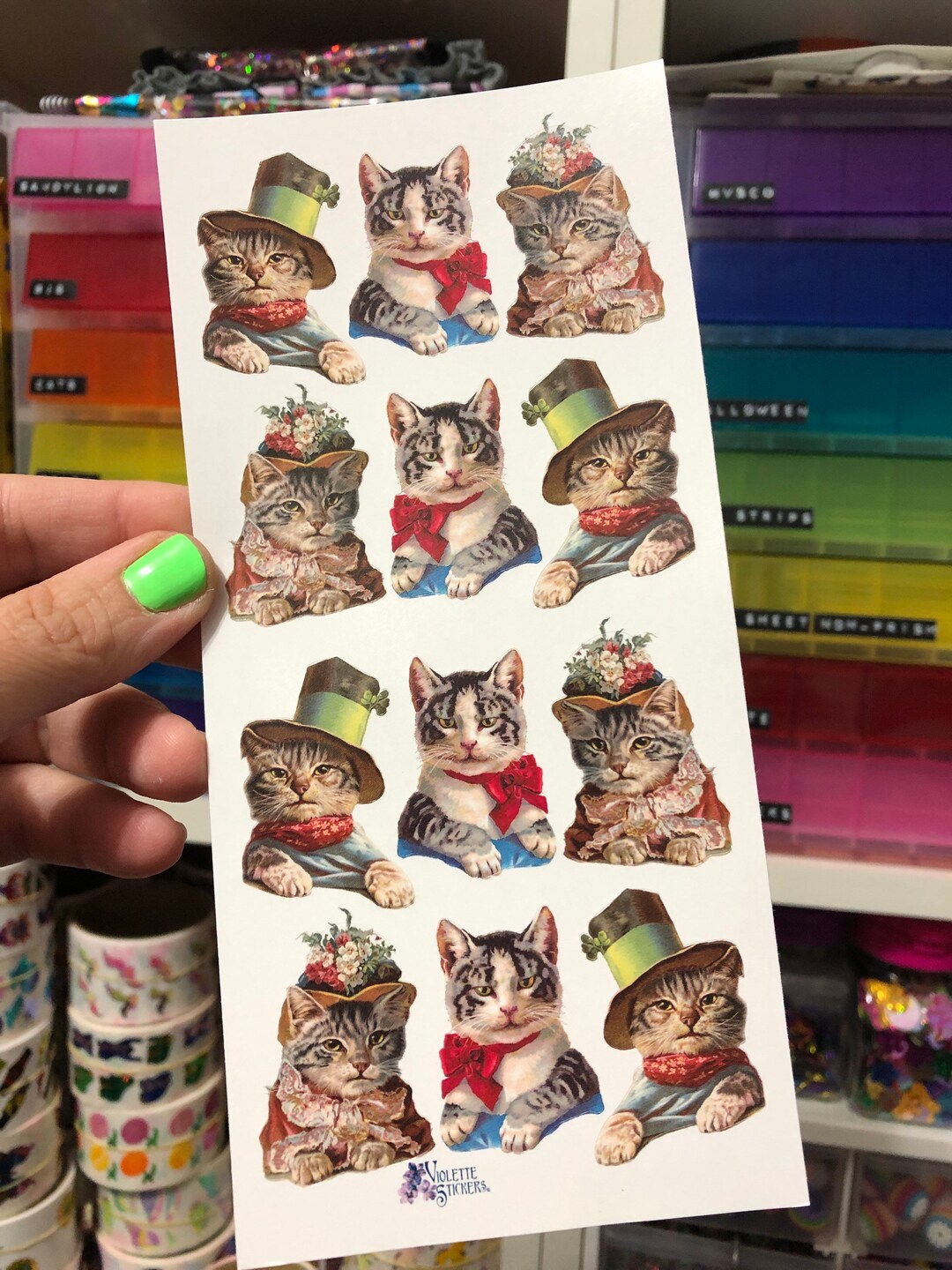 Theater Fancy Kitty Cat Stickers Sheet - Etsy