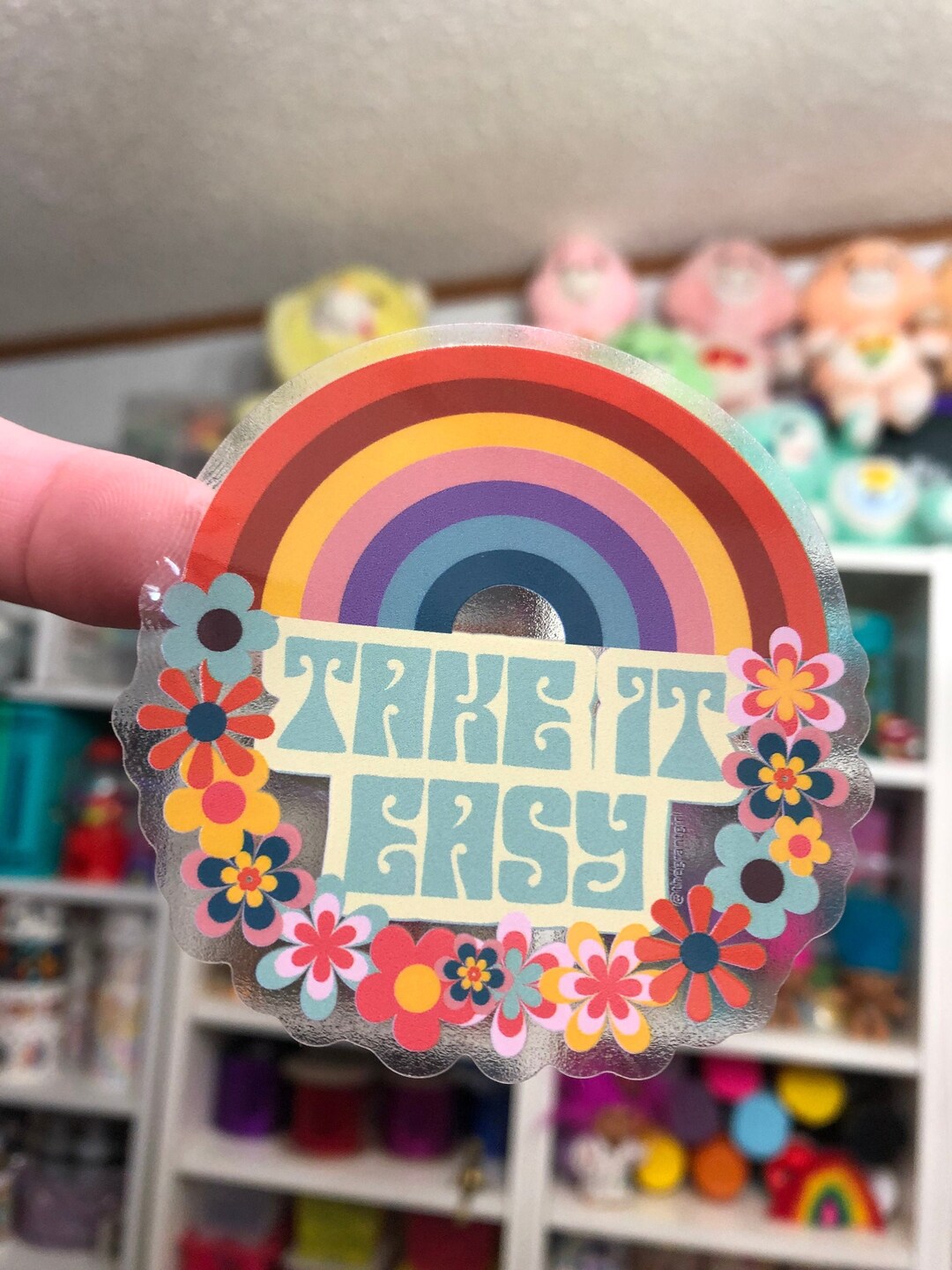 Take It Easy Groovy Retro Rainbow Daisy Sticker Vinyl 70s 60s Hippie - Etsy