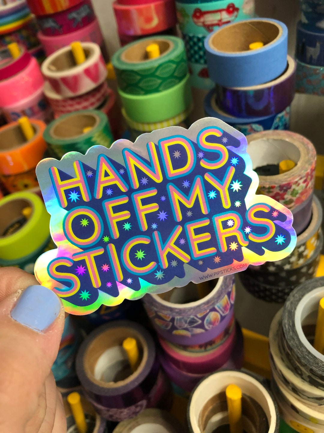 Holographic Hands off Sticker Collector Sticker - Etsy