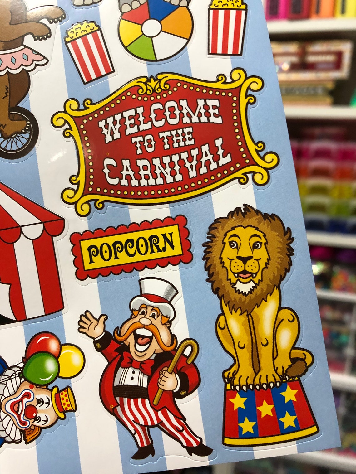 Sheet of Carnival Circus Stickers Elephant Tent Clown Lion | Etsy