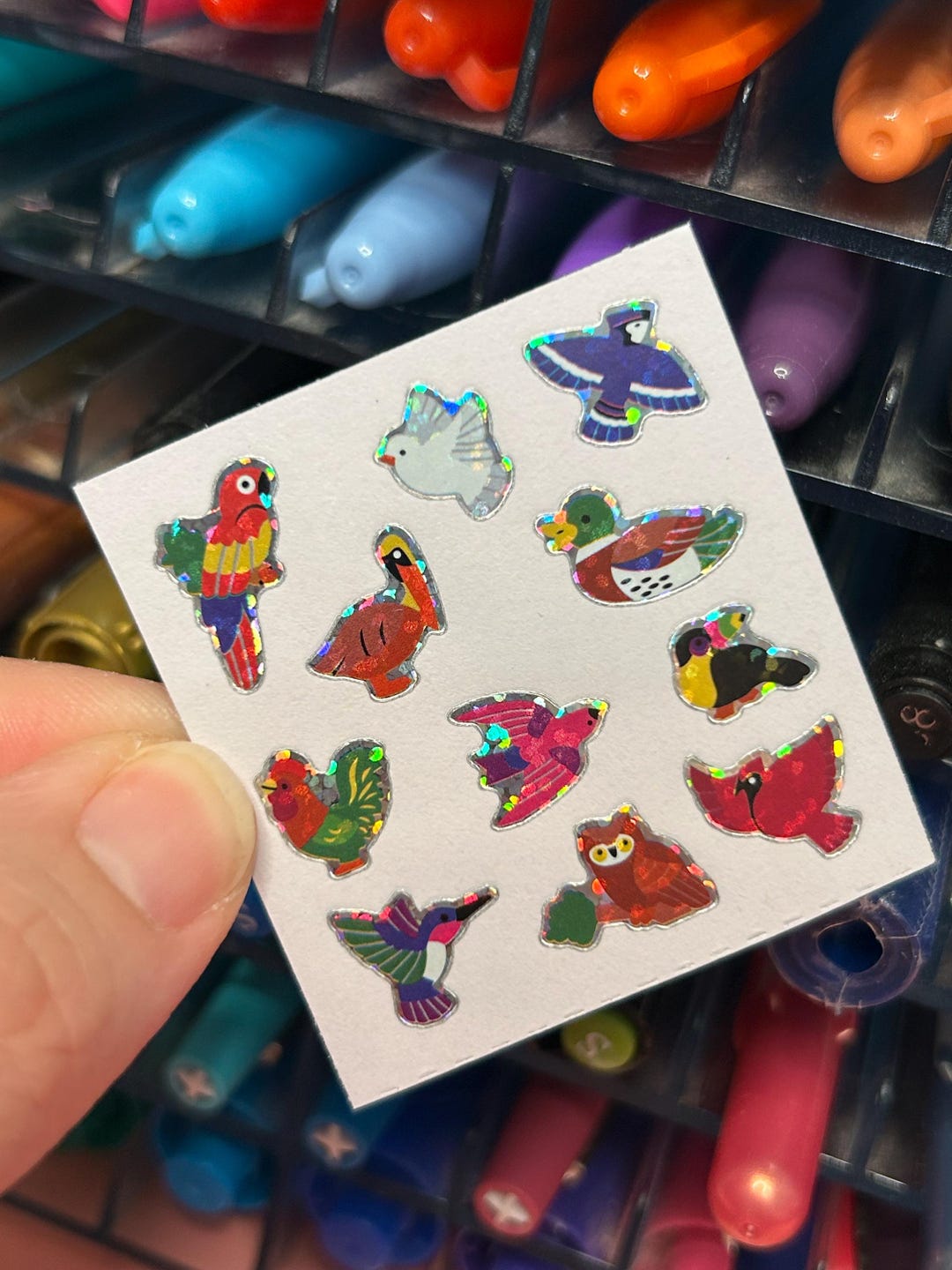 Vintage Sparkle Prism Bird Stickers - Etsy