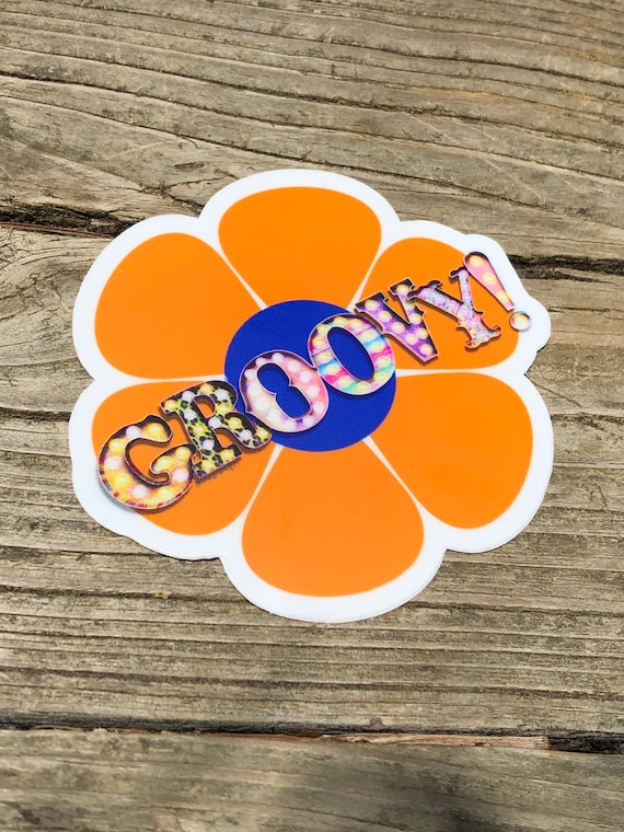 Retro Orange Groovy Hippie Flower Power Daisy Sticker Vinyl | Etsy