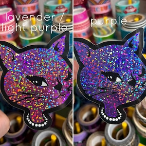 SALE Retro Sparkle Glitter Rainbow Winking Cat Sticker Retro Vending - Etsy