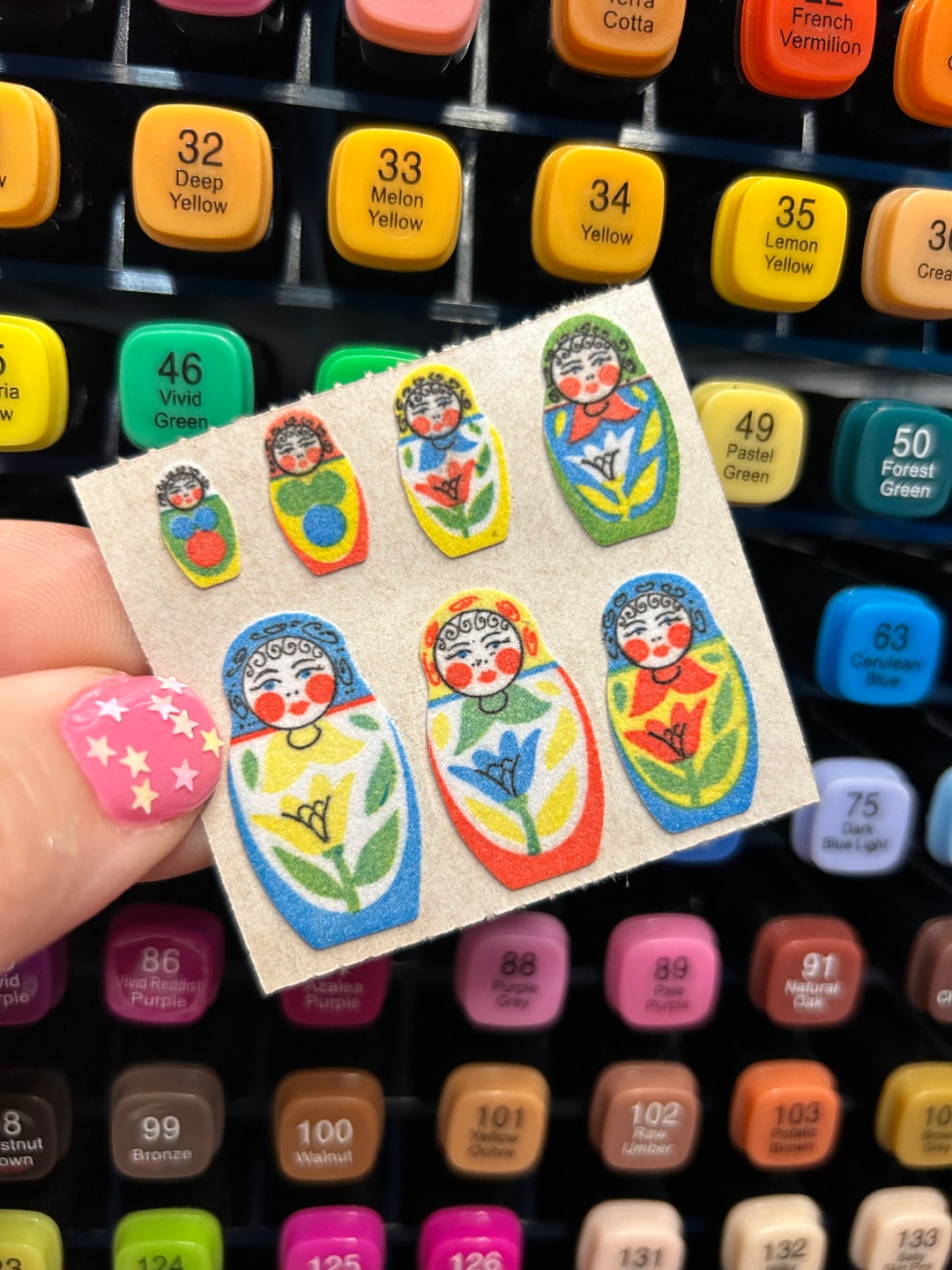Vintage Fuzzy Flocked Russian Nesting Matryoshka Doll Stickers - Etsy