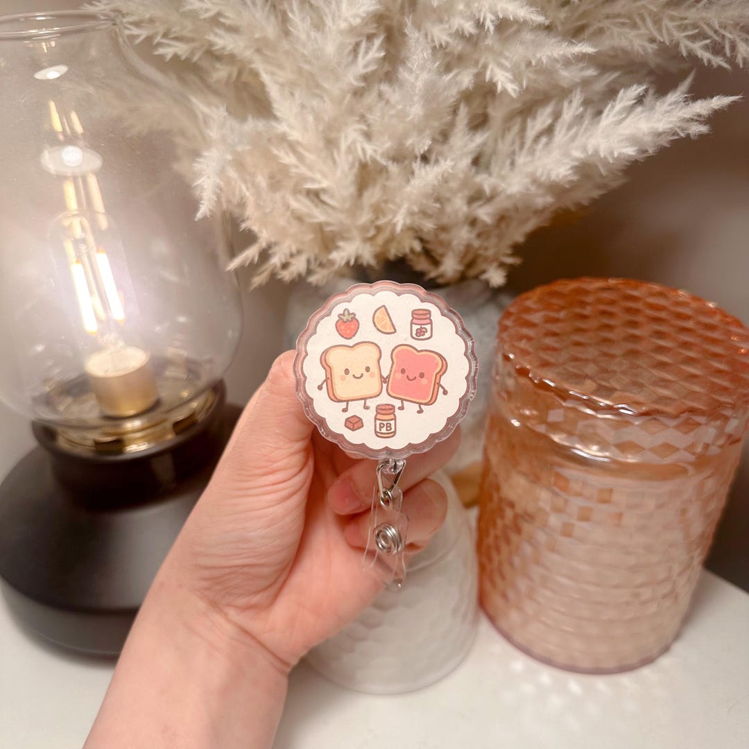 Kawaii Peanut Butter and Jelly Badge Reel | Retractable ID Holder for ...
