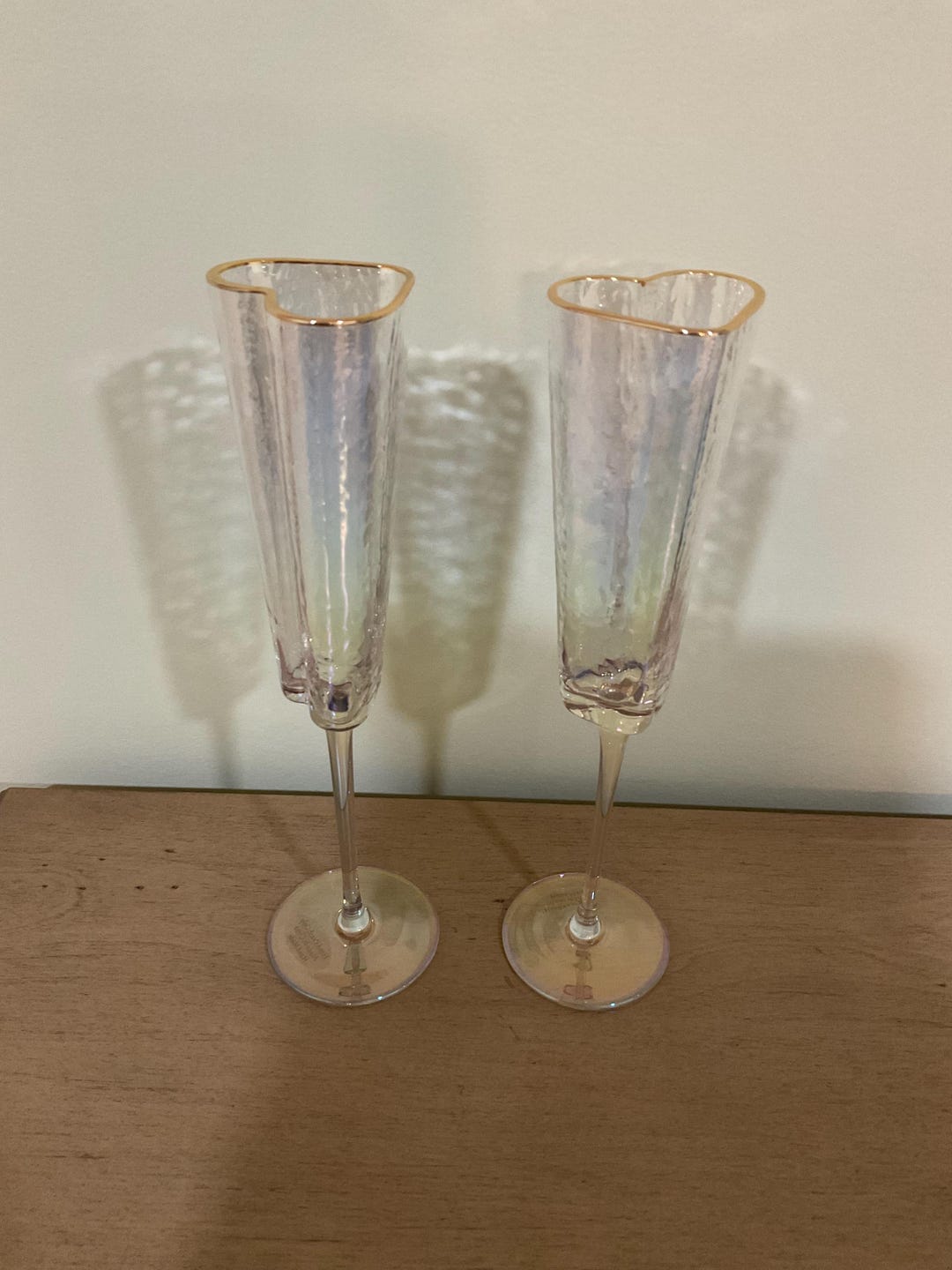 Iridescent Heart Shaped Champagne Flutes - Etsy