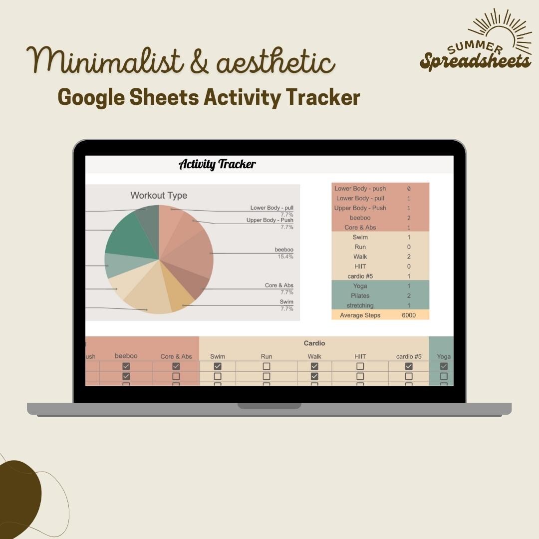 Activity Fitness Tracker Google Sheets | Digital Planner | Digital ...