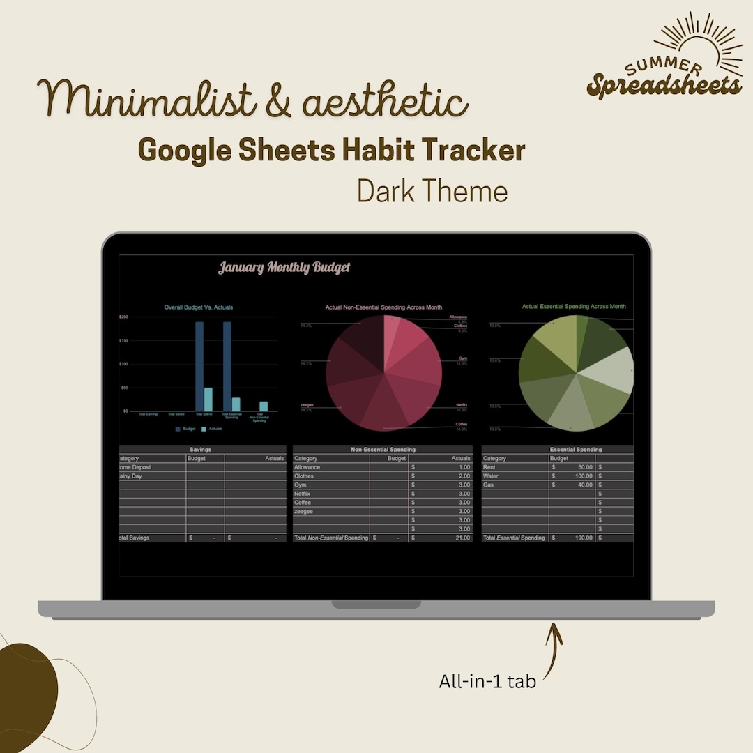 Income and Expense Google Sheets Monthly Budget Spreadsheet Tracker ...