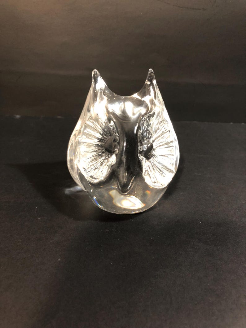 Vintage Mid Century Modern French Clear Glass Owl Sculpture From Daum 3 ...
