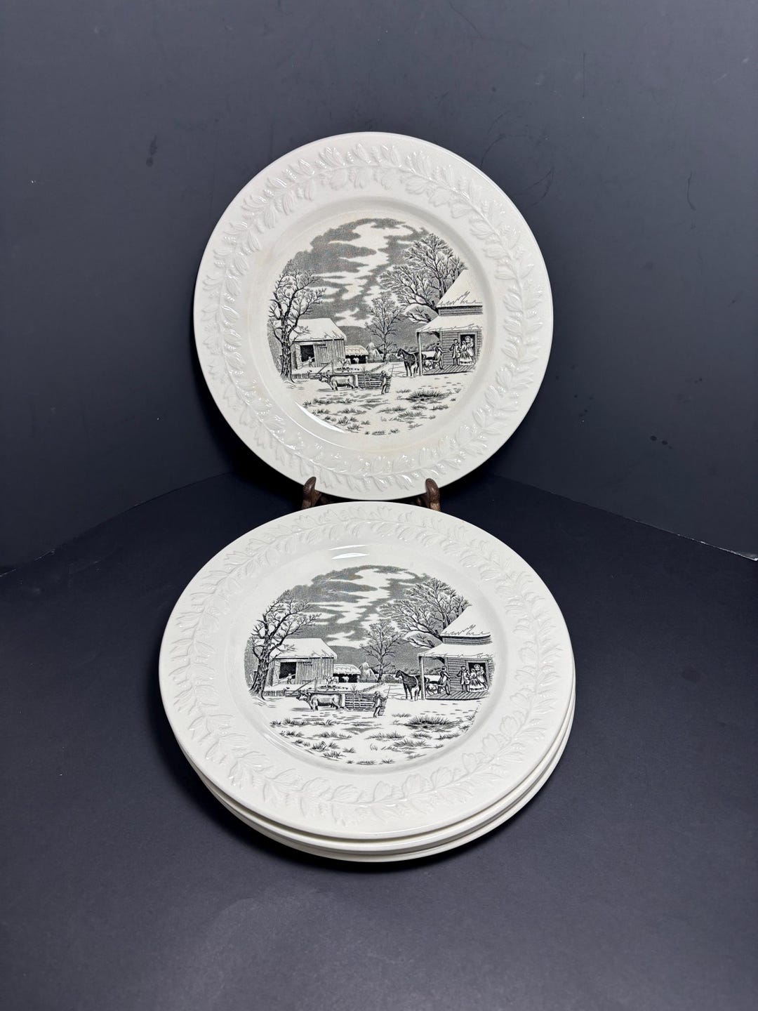 Vintage Set of 5 Adams China Plates “home to Thanksgiving “ Pattern ...