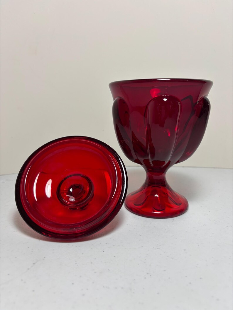 1060’s Viking Ruby Red Epic Line 6 Petal Lidded Compote 8” Tall - Etsy