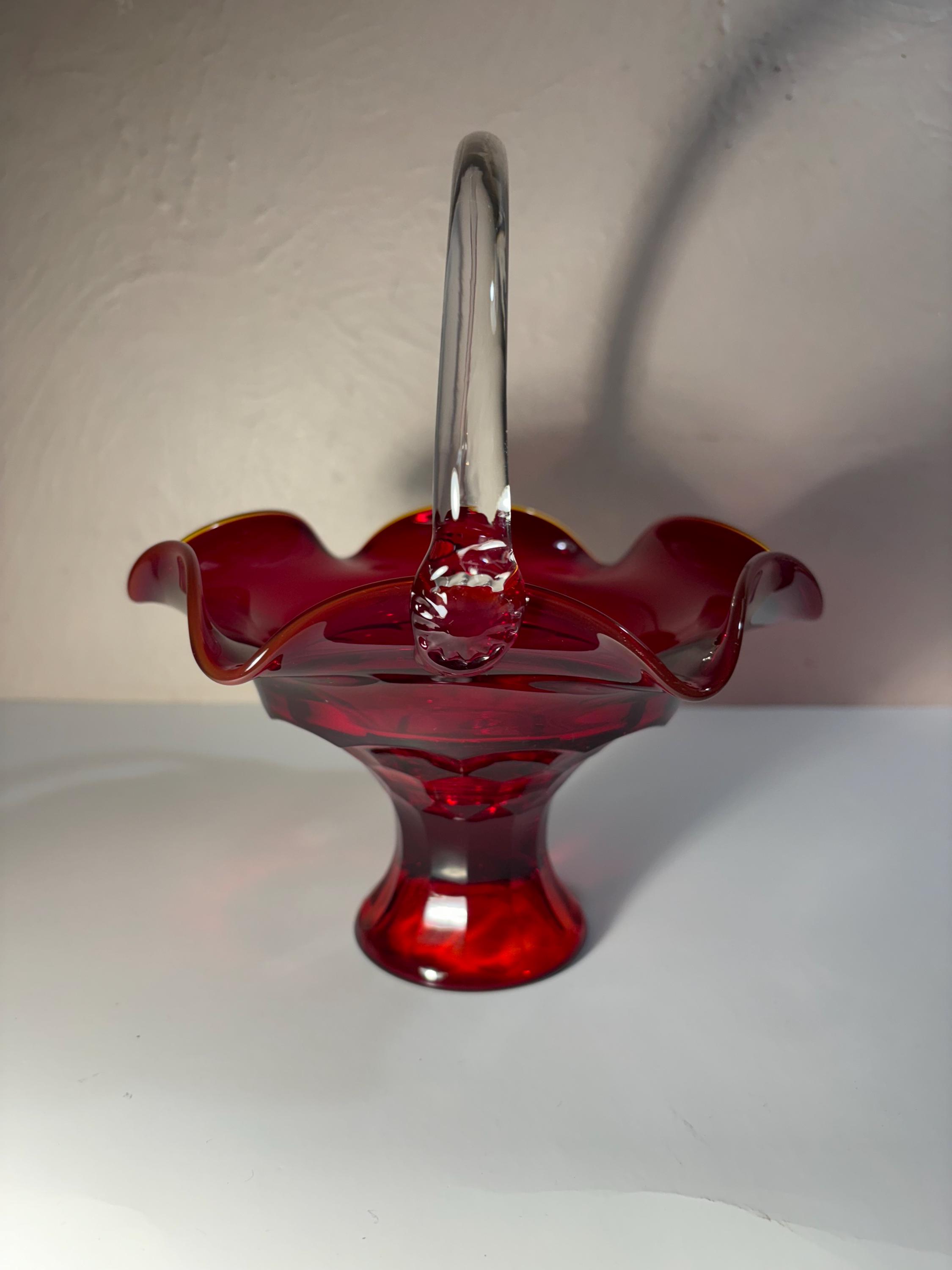 Vintage Viking Art Glass Georgian Amberina, Ruby, Red Basket 1960s. - Etsy