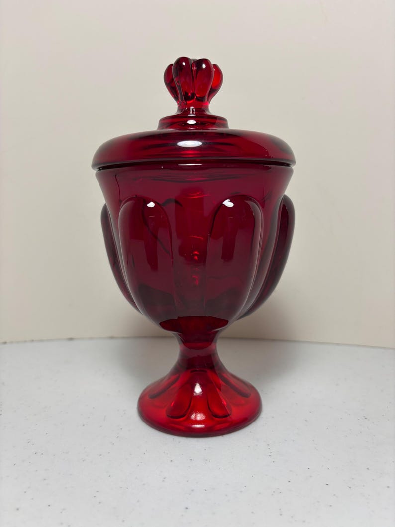 1060’s Viking Ruby Red Epic Line 6 Petal Lidded Compote 8” Tall - Etsy