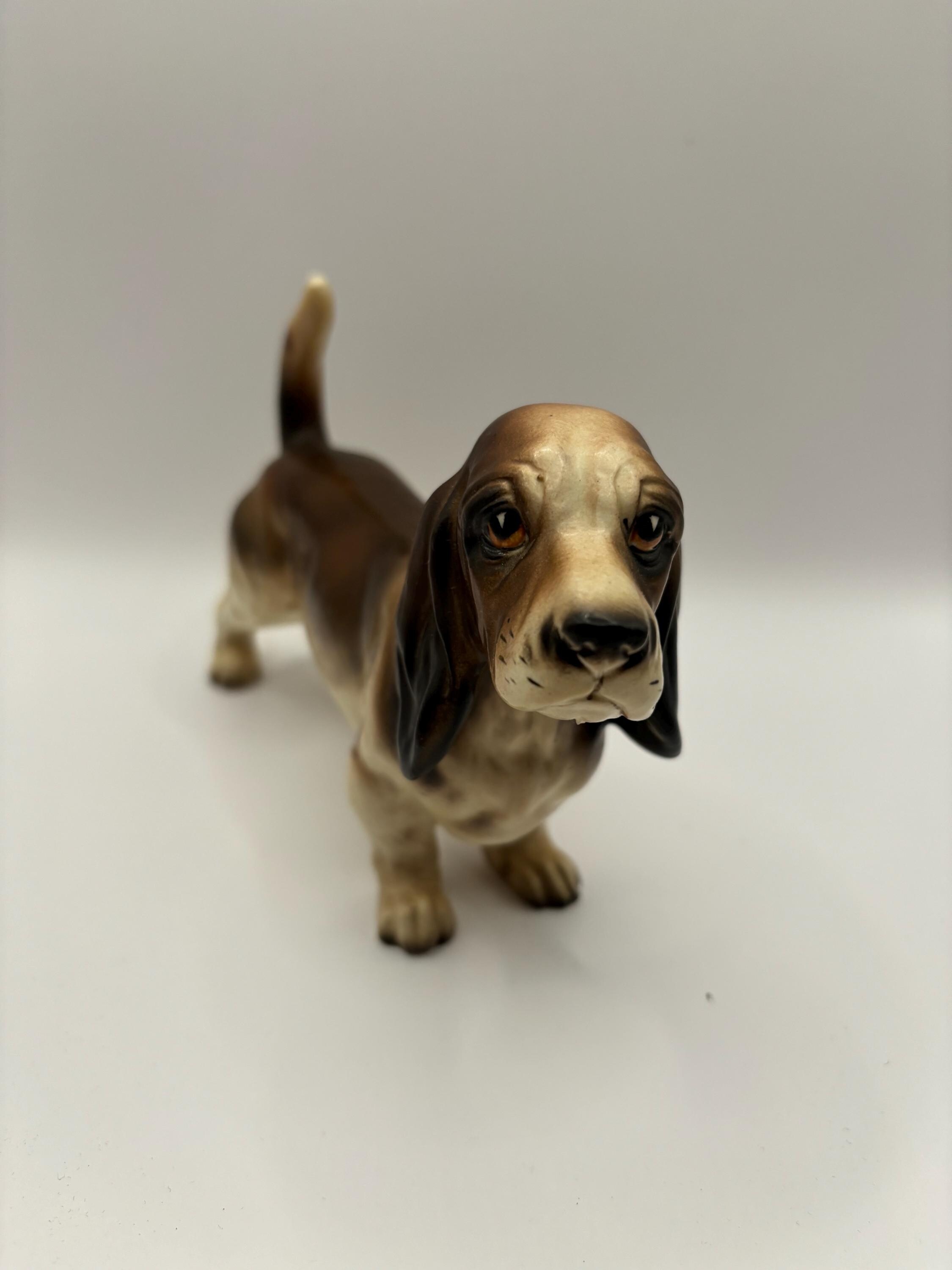Vintage Enesco 1950s Bassett Hound Dog Porcelain Bisque Ceramic ...