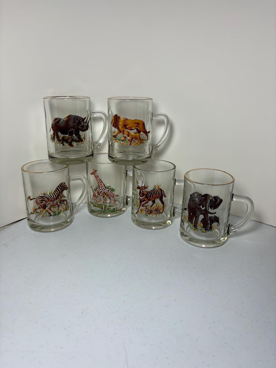 1960’s African Safari Animals Set of 6 Barware Beer Steins/mugs 12 Oz ...