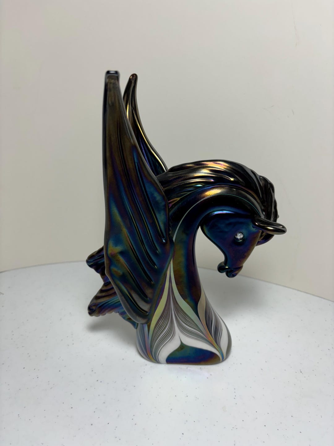 Gorgeous Stuart Abelman Art Glass Horse Pegasus Head With Wings Signed ...