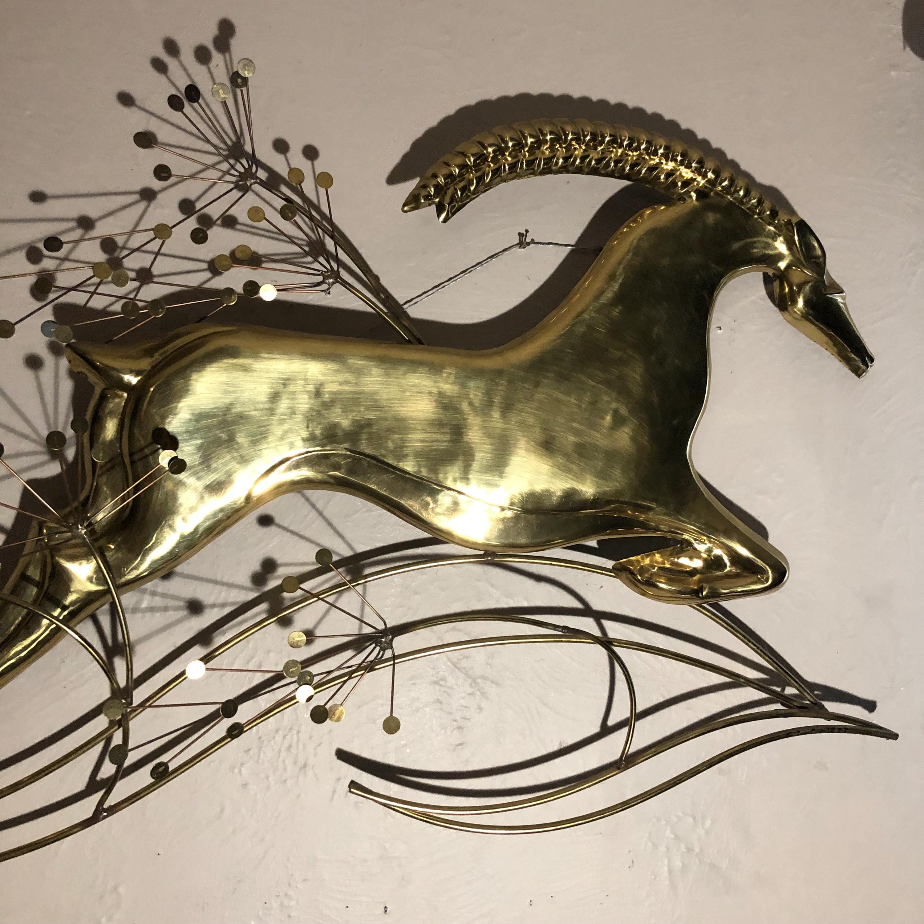 Curtis Jere Vintage Signed 1985 Gazelle Wall Art Sculpture 45.5" X 23.5 ...