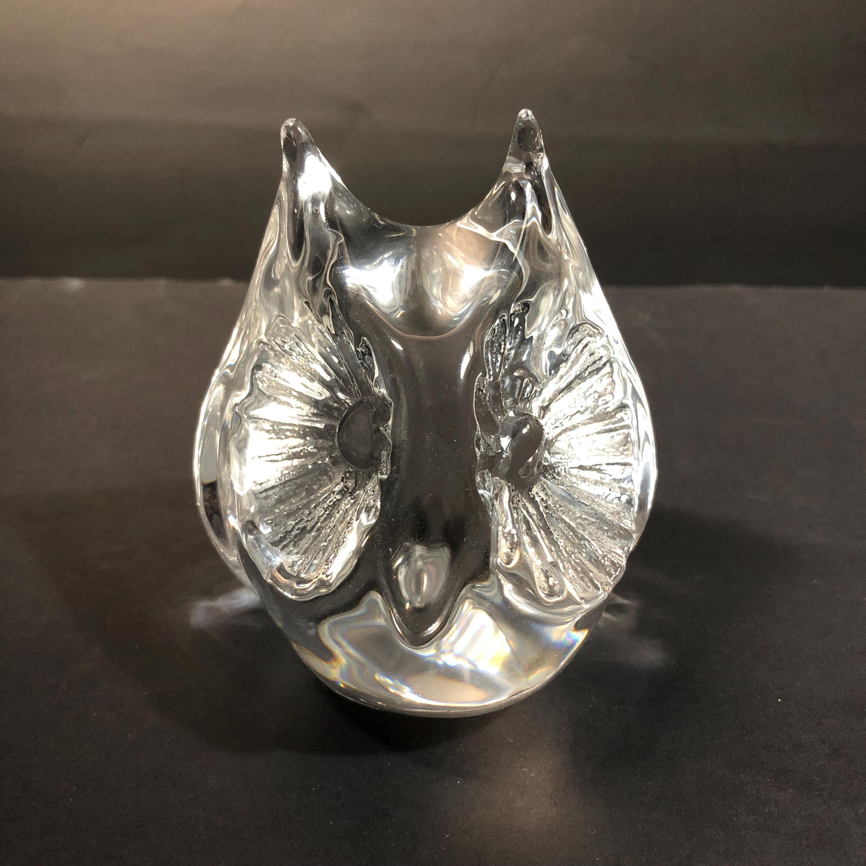 Vintage Mid Century Modern French Clear Glass Owl Sculpture From Daum 3 ...