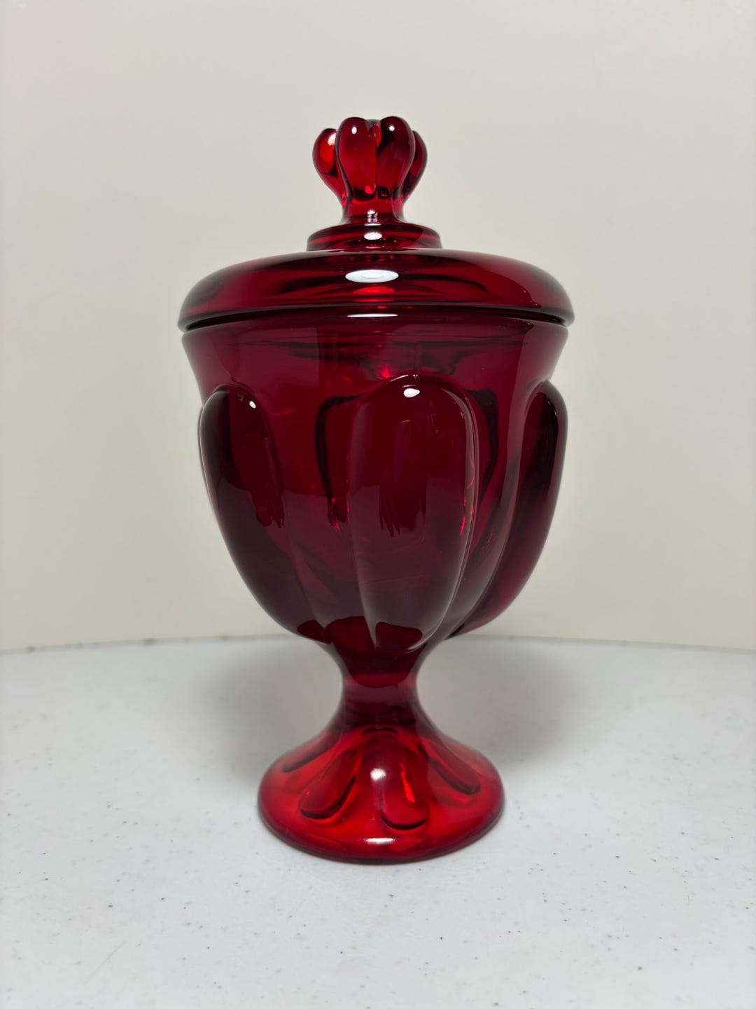 1060’s Viking Ruby Red Epic Line 6 Petal Lidded Compote 8” Tall - Etsy