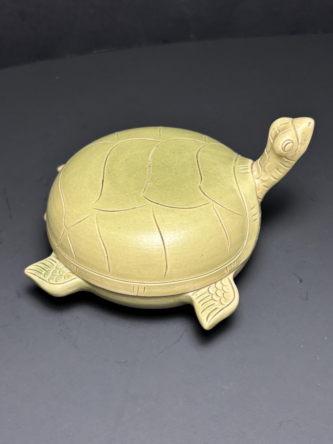 Vintage Ceramic Turtle Trinket Box Small Lidded Turtle Shaped Box 3.25 ...