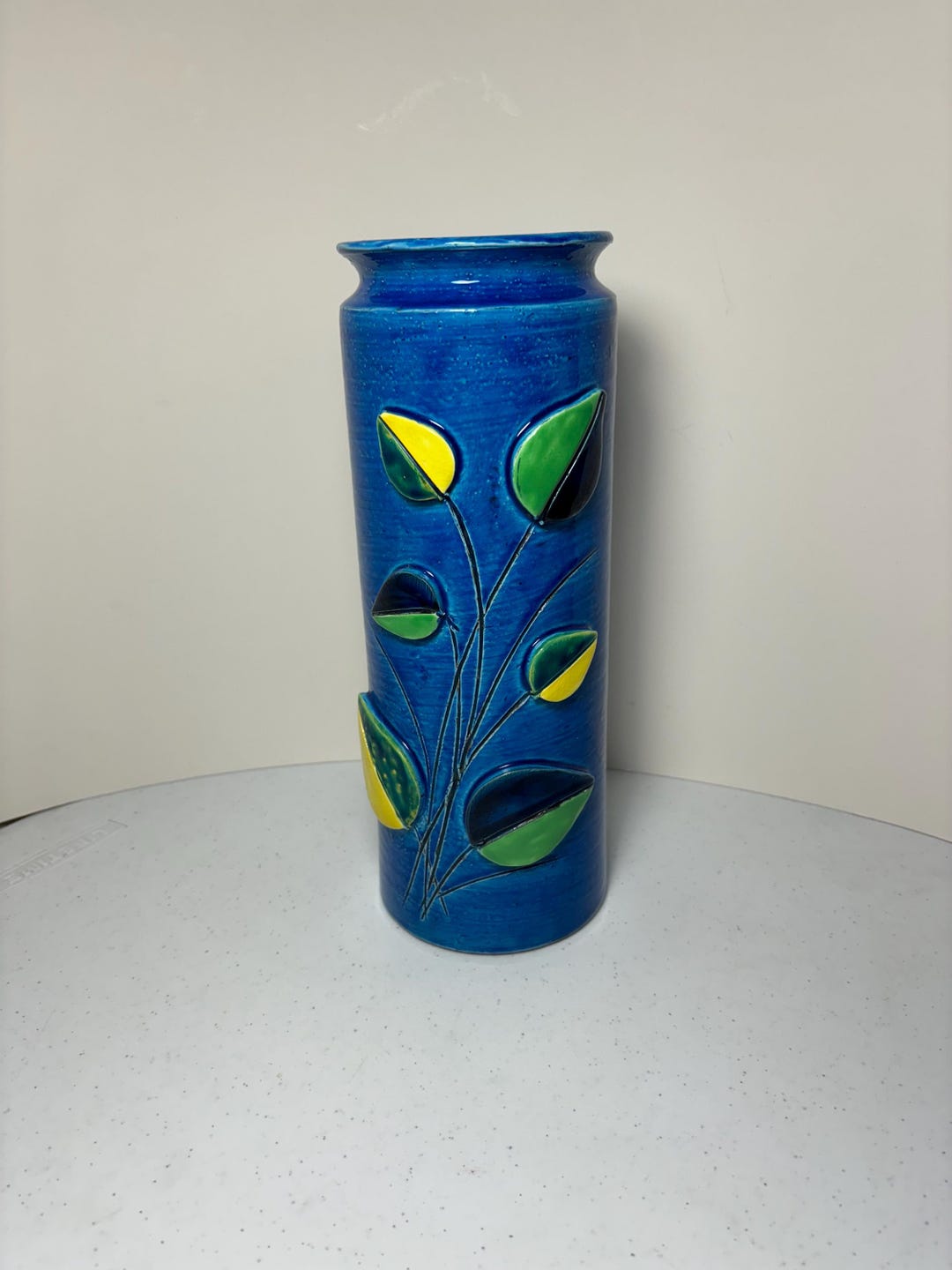 MCM Bitossi 12” Cylinder Vase Rimini Blue 1960’s Rosenthal Netter Vase ...