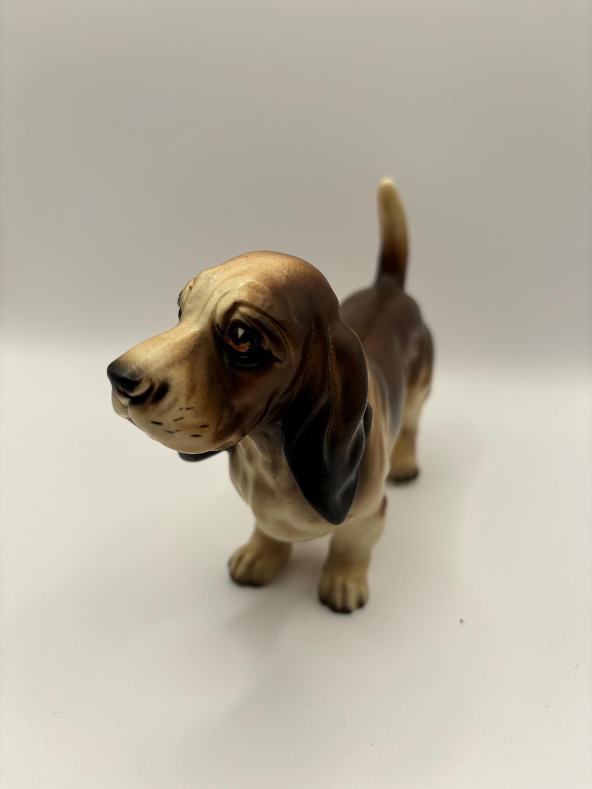 Vintage Enesco 1950s Bassett Hound Dog Porcelain Bisque Ceramic ...