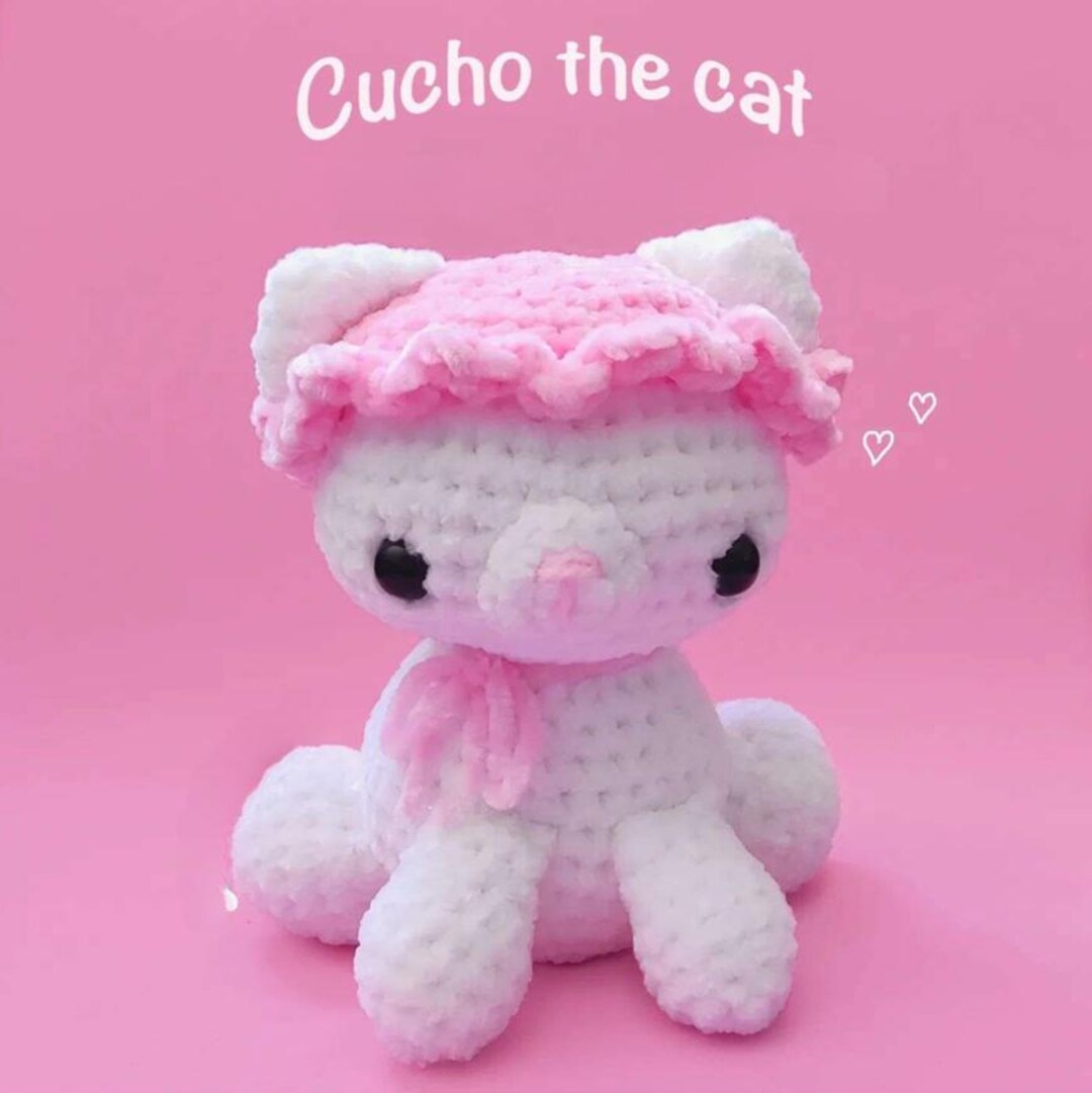 Plsuh White Cat With Pink Cat Amigurumi Pattern PDF - Gift for Her ...