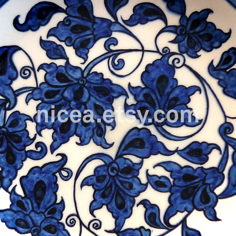 Iznik Pottery Dish With Lotus Pattern - Handmade - Home Decor - Fine ...