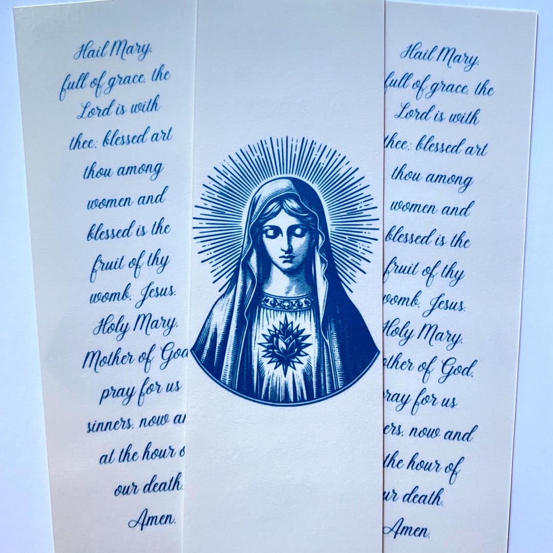 Hail Mary Bookmark - Mother Mary Bookmark - Catholic Bookmark ...