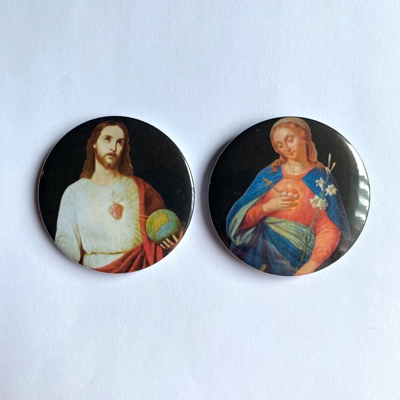 Jesus and Mother Mary Pins Sacred Heart of Jesus Immaculate Heart of ...