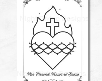 Sacred Heart of Jesus Coloring Page: Printable Christmas Activity ...