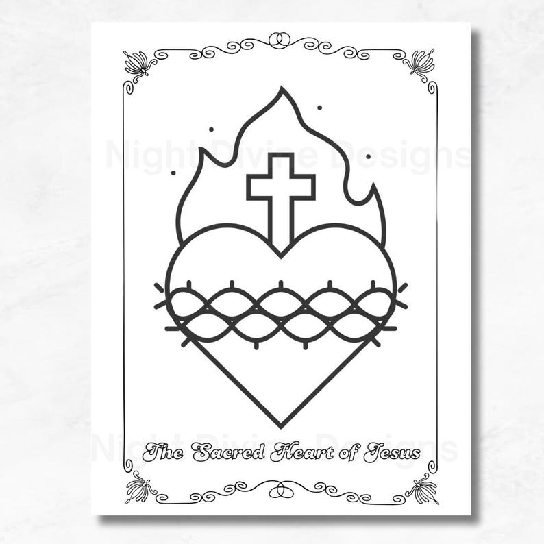 Sacred Heart of Jesus Coloring Page: Printable Christmas Activity ...