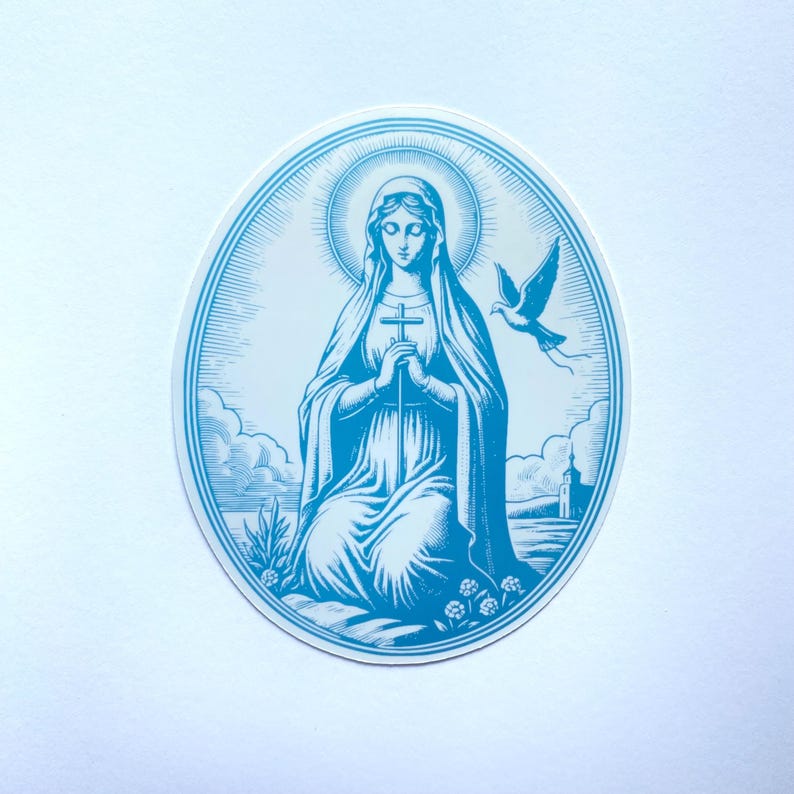 Virgin Mary Sticker Mother Mary Catholic Stickers Christian Art Mother ...