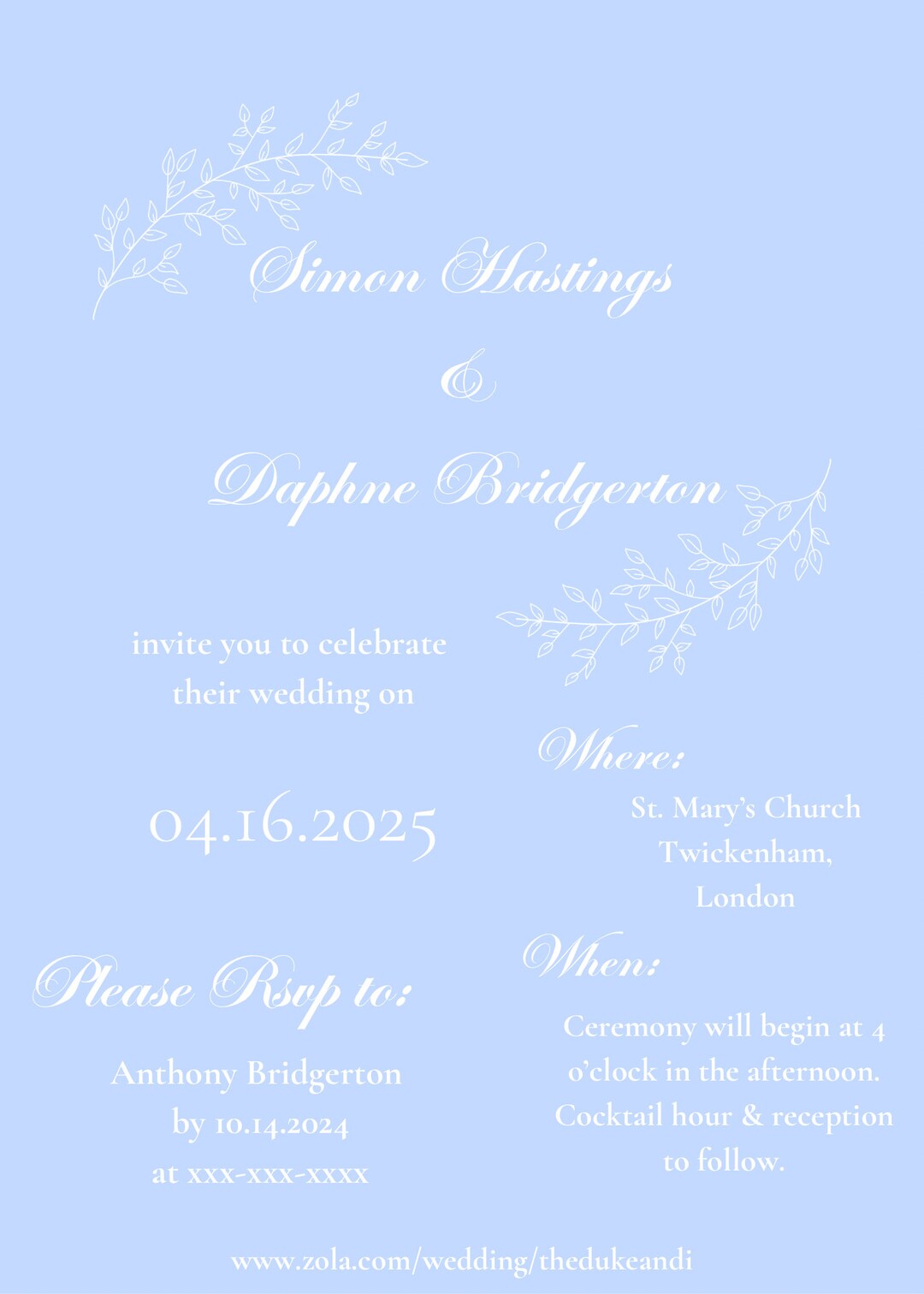 Bridgerton Inspired Wedding Invitation - Daphne & Simon - Etsy