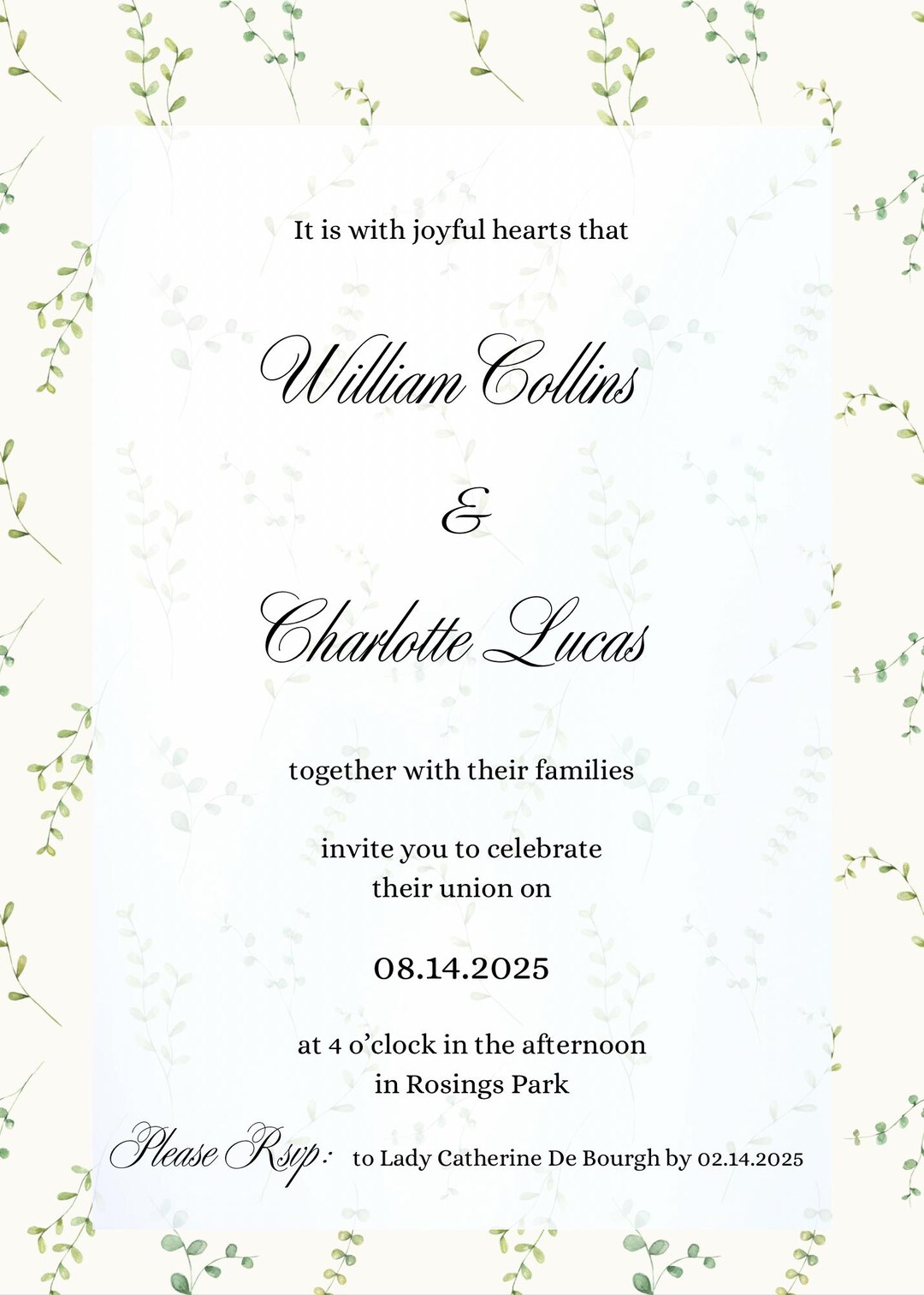 Simple Greenery Wedding Invitation - Etsy