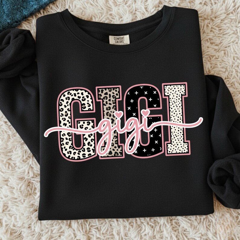Preppy Leopard Gigi PNG, Pink Block Letter Grandma Clipart, Mother’s ...