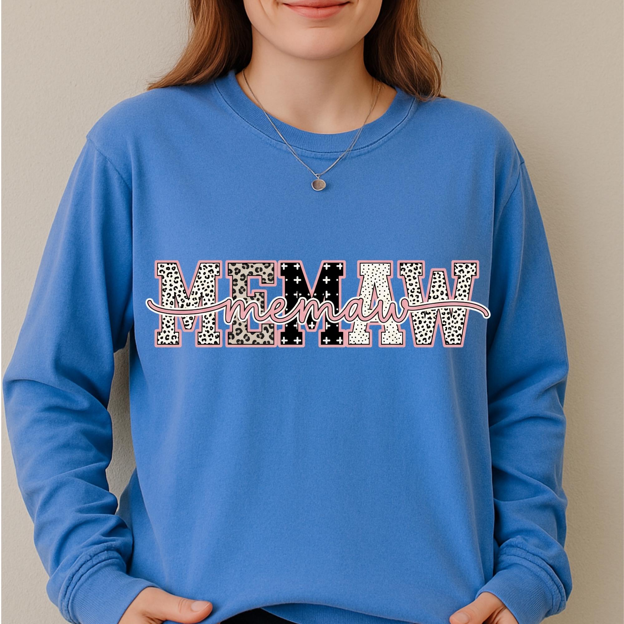 Preppy Leopard Memaw PNG, Pink Block Letter Grandma Clipart, Valentine ...