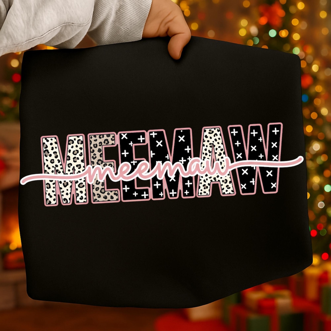 Preppy Leopard Meemaw PNG, Pink Block Letter Grandma Clipart, Mother’s ...