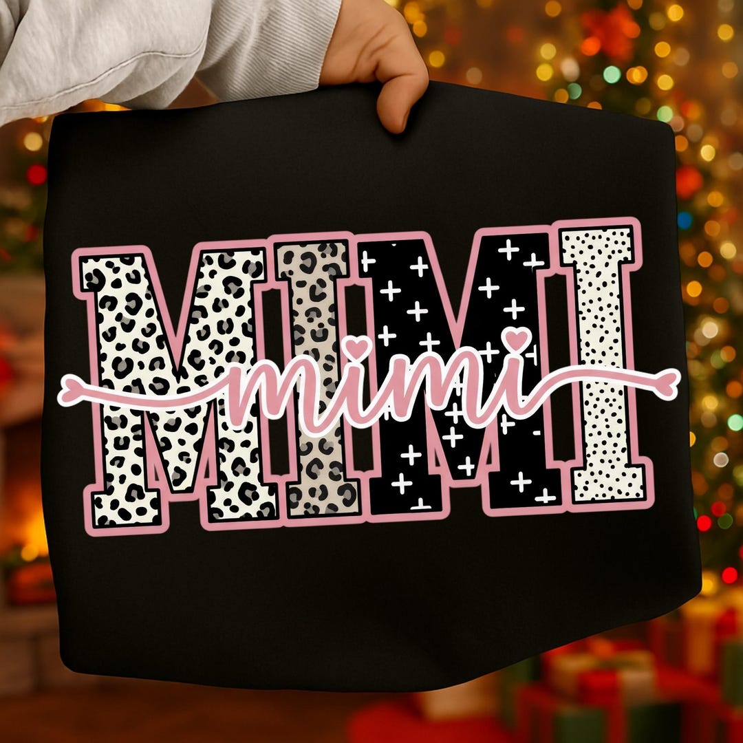 Preppy Leopard Mimi PNG, Pink Outline, Family Sublimation, Mother’s Day ...