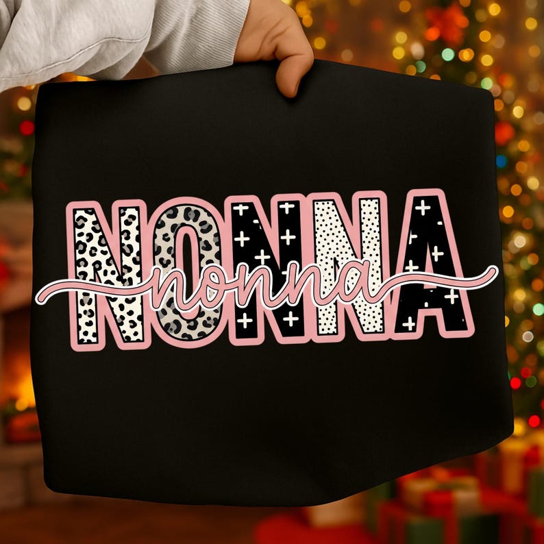 Preppy Leopard Nonna PNG, Pink Block Letter Grandma Clipart, Mother’s ...