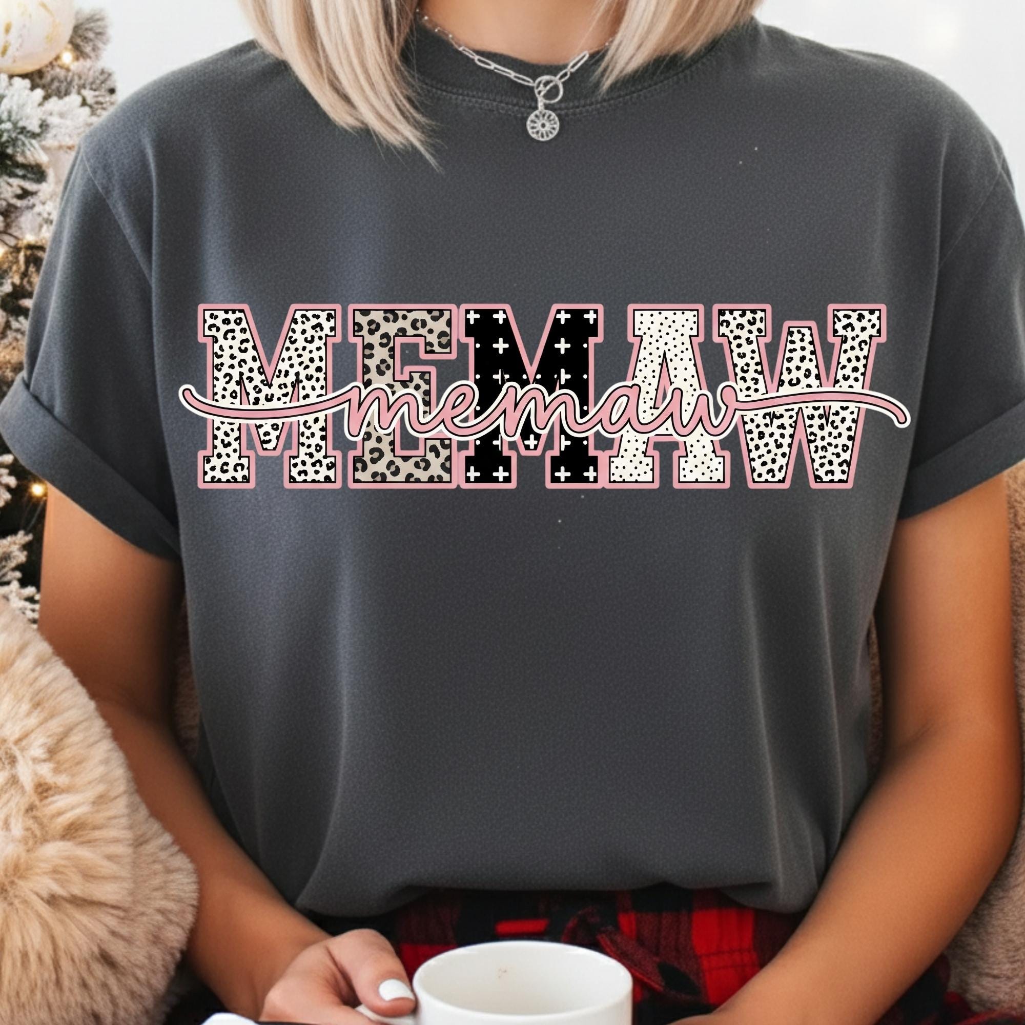 Preppy Leopard Memaw PNG, Pink Block Letter Grandma Clipart, Valentine ...