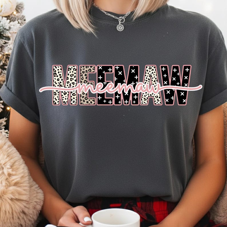 Preppy Leopard Meemaw PNG, Pink Block Letter Grandma Clipart, Mother’s ...