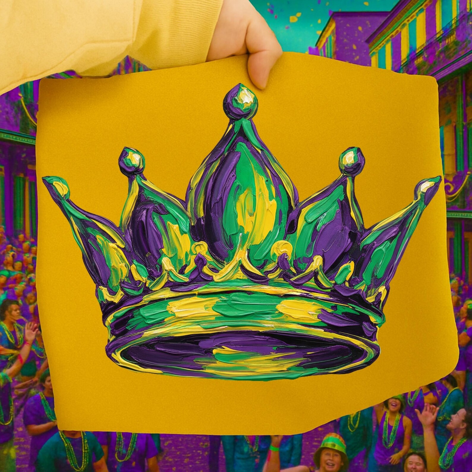 Mardi Gras Brushstroke Crown PNG – Hand Painted Carnival Crown Design ...