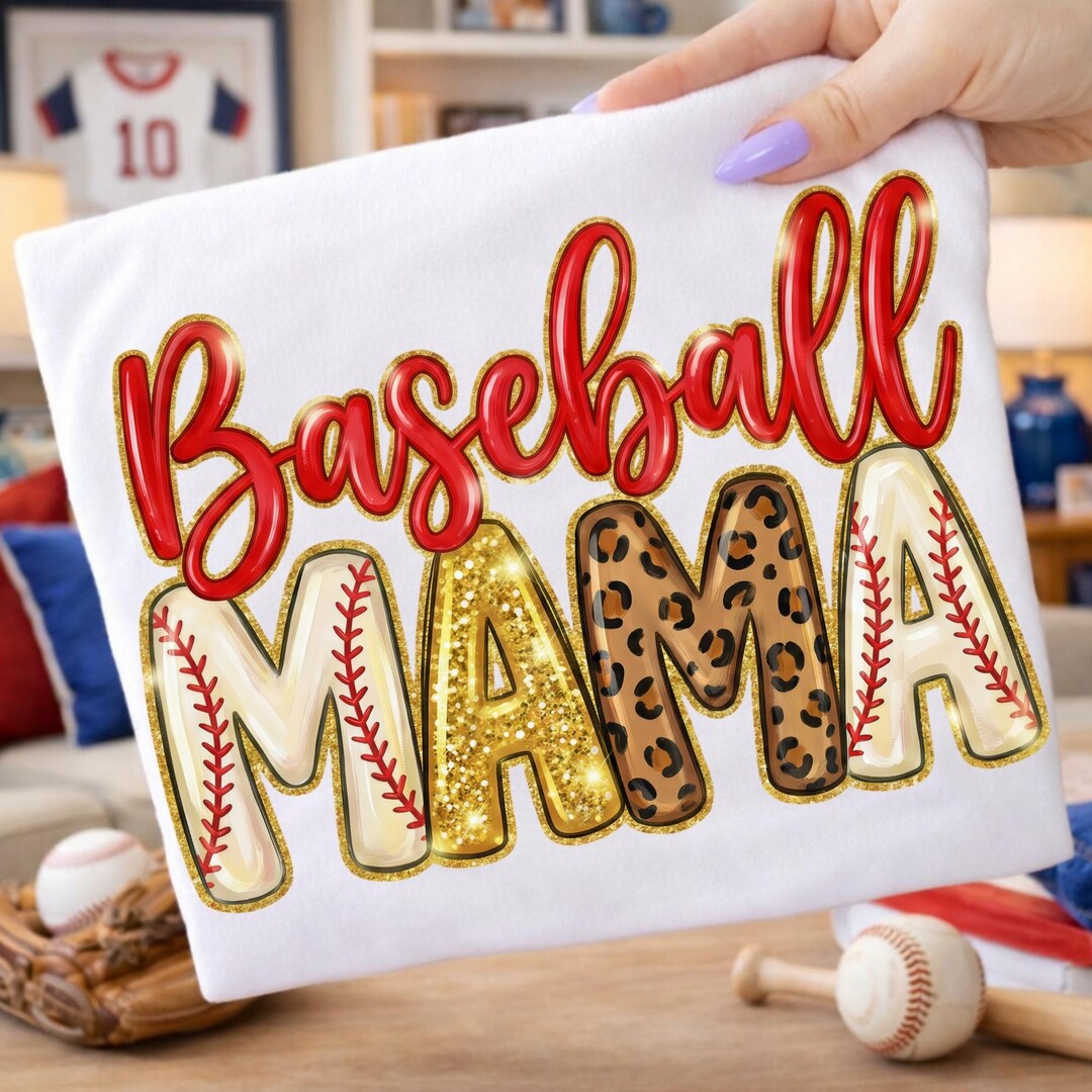 Baseball Leopard Mama Png, Glitter Leopard Baseball Mom Shirt Design ...